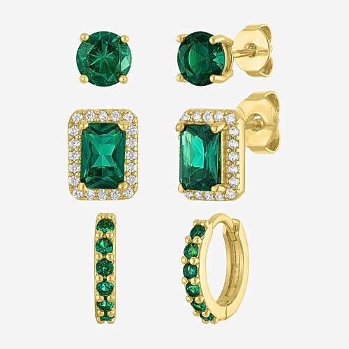 Click here for Womens Simulated Green Emerald 14K Gold Over Brass... prices