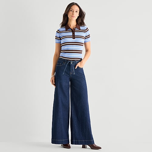 Click here for A.N.A Womens Mid Rise Wide Leg Jean  14 Petite  Bl... prices