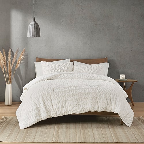 Click here for Madison Park Blair Ruched 3-Pc. Faux Fur Comforter... prices