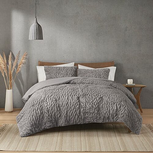 Click here for Madison Park Blair Ruched 3-Pc. Faux Fur Comforter... prices