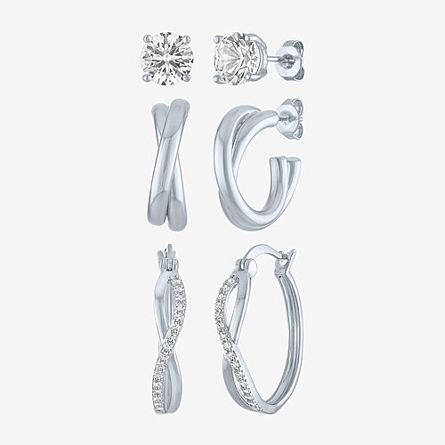 Click here for Yes  Please! Womens Lab Created White Sapphire 3 P... prices