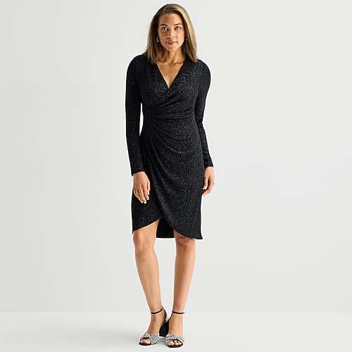 Click here for Jessica Howard Womens V Neck Long Sleeve Sheath Dr... prices