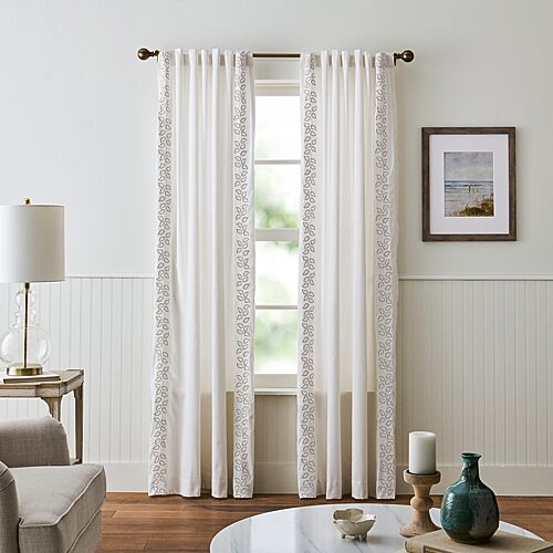 Click here for Martha Stewart Plume Back Tab Light-Filtering Set... prices