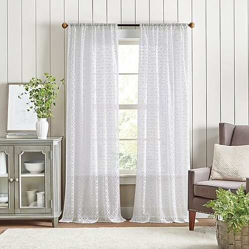 Click here for Martha Stewart Canterbury Lace Rod Pocket Sheer Se... prices