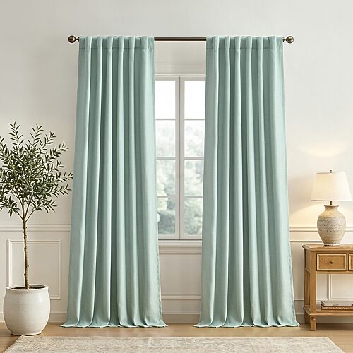 Click here for Lenox Serene Linen Blend Blackout Back Tab/Rod Poc... prices