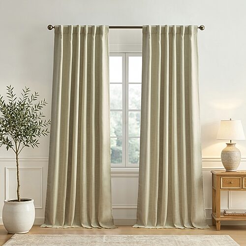 Click here for Lenox Serene Linen Blend Blackout Back Tab/Rod Poc... prices