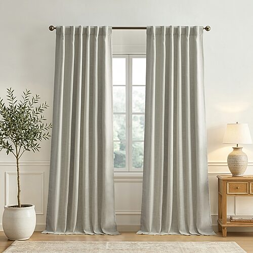 Click here for Lenox Serene Linen Blend Blackout Back Tab/Rod Poc... prices