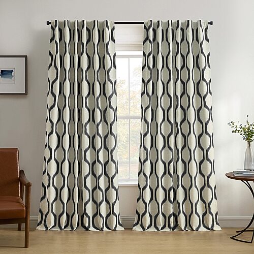 Click here for Threadmade Renzo Ikat Geometric Linen Room Darkeni... prices