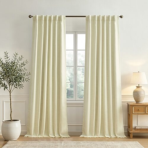 Click here for Lenox Serene Linen Blend Blackout Back Tab/Rod Poc... prices