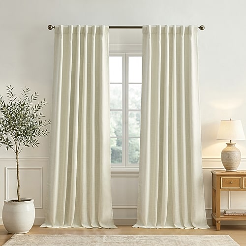 Click here for Lenox Serene Linen Blend Blackout Back Tab/Rod Poc... prices