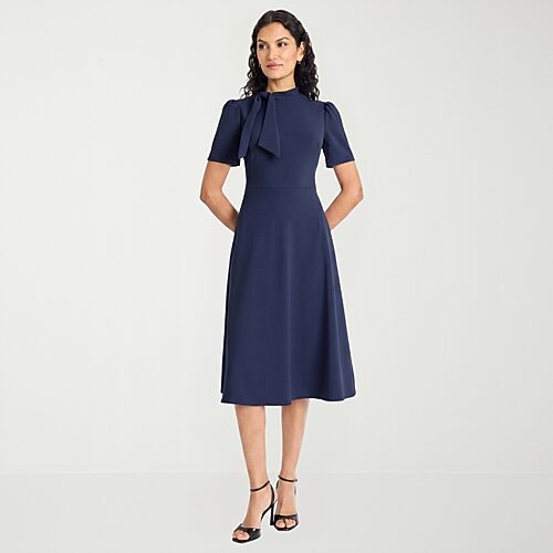 Click here for Ivy & Blue Womens Midi Split Tie Neck Short Sleeve... prices