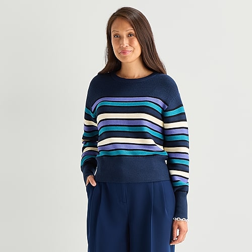 Click here for Liz Claiborne Womens Crew Neck Long Sleeve Striped... prices