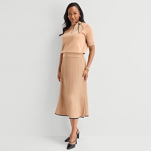 Click here for Liz Claiborne Womens High Rise Midi Pleated Skirt... prices