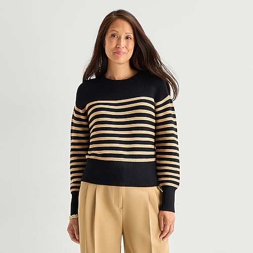 Click here for Liz Claiborne Womens Crew Neck Long Sleeve Striped... prices