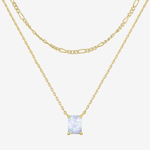 Click here for Yes  Please! Womens Lab Created White Opal 14K Gol... prices