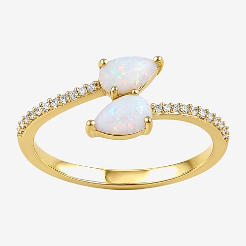 Click here for Womens Lab Created White Opal 14K Gold Over Silver... prices