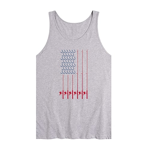 Click here for Fishing Pole Usa Flag Mens Crew Neck Sleeveless Fl... prices