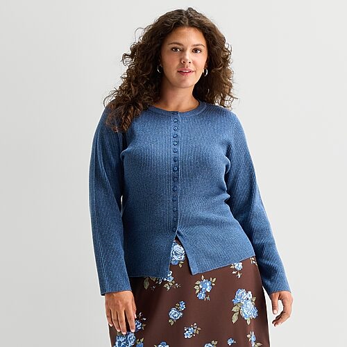 Click here for A.N.A Womens Crew Neck Long Sleeve Button Plus Car... prices