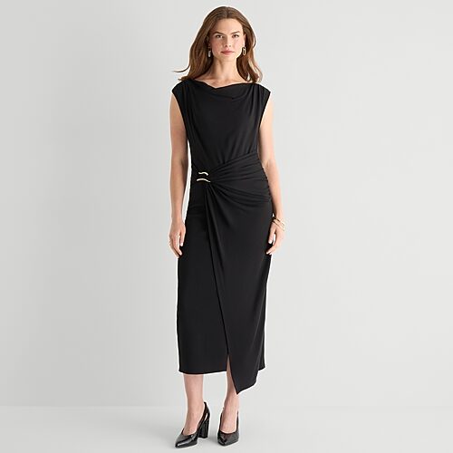 Click here for Msk Womens Sleeveless Boat-Neck Ponte-Knot Wrap Mi... prices