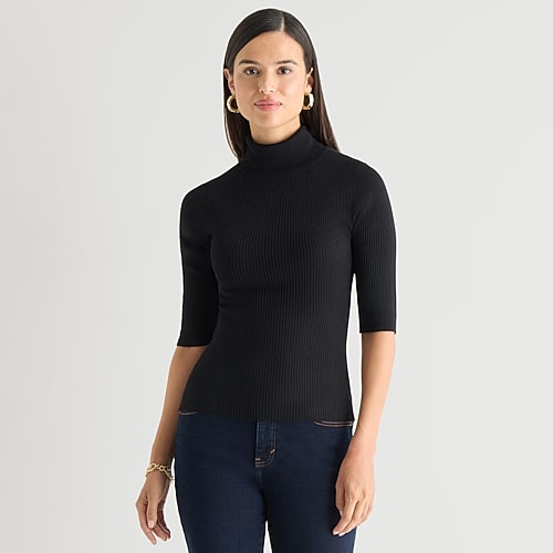 Click here for Worthington Womens Turtleneck Elbow Sleeve Pullove... prices