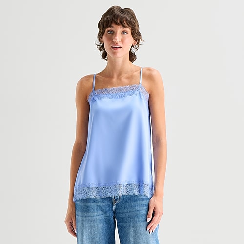 Click here for A.N.A Womens Square Neck Sleeveless Lace Trim Cami... prices