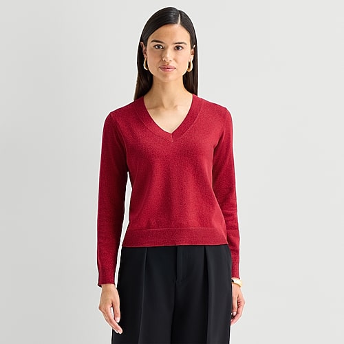 Click here for Worthington Womens V Neck Long Sleeve Pullover Swe... prices
