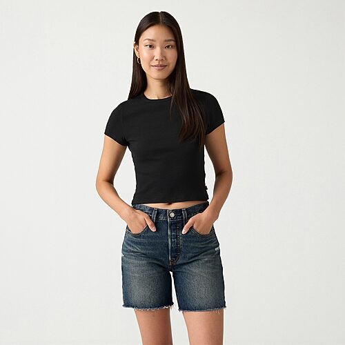 Click here for Levis Womens Hayes Cropped Tee  Small  Black prices