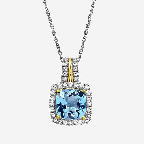 Click here for Womens Genuine Blue Topaz 10K Gold Square Pendant... prices
