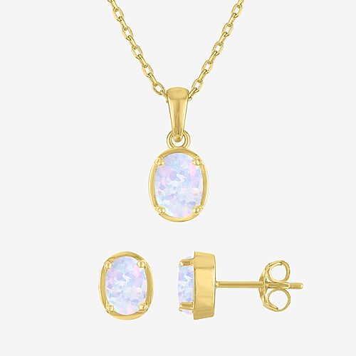 Click here for Yes  Please! Womens Lab Created White Opal 14K Gol... prices