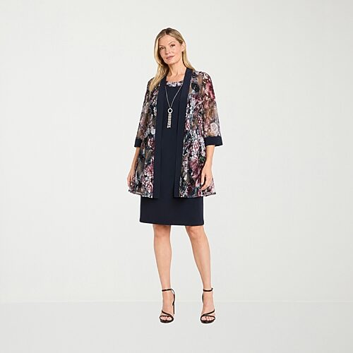 Click here for R & M Richards Womens Jacket Dress With Removable... prices