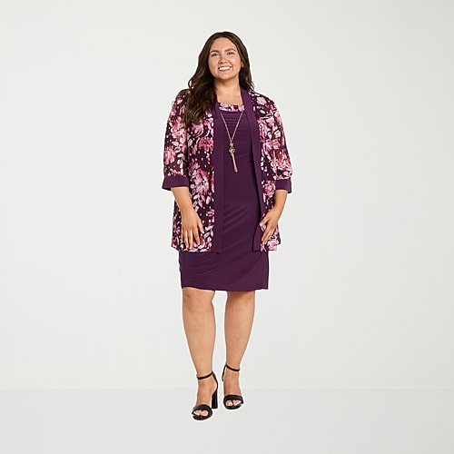 Click here for R & M Richards Womens Plus Floral Jacket Dress  2x... prices