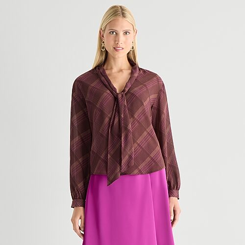 Click here for Worthington Womens Split Tie Neck Long Sleeve Blou... prices
