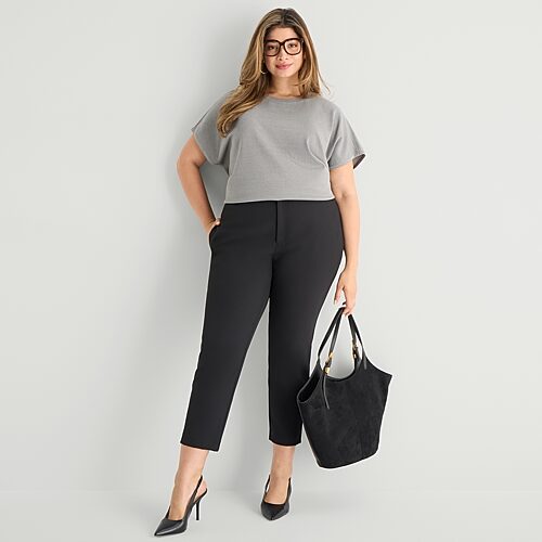 Click here for Worthington Womens Plus Slim Trouser  24w  Black prices