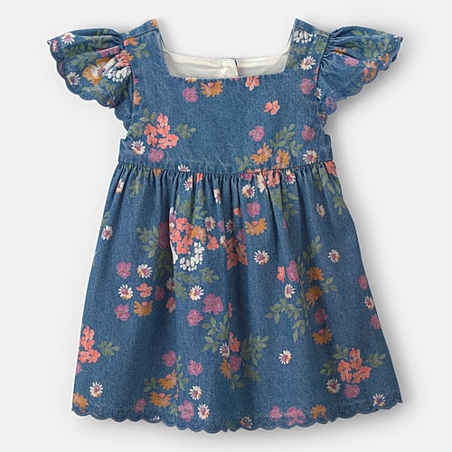 Click here for Osh Kosh Baby Girls Floral Denim Short-Sleeve Dres... prices