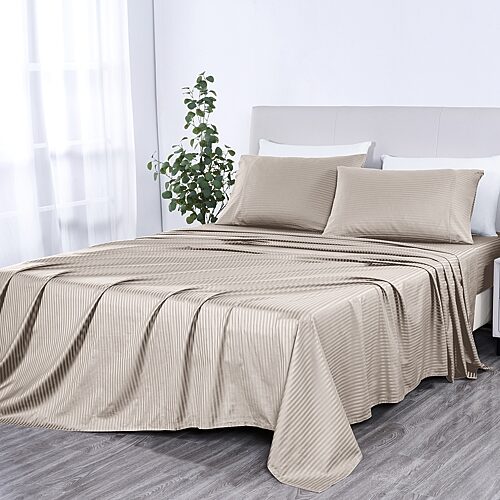 Click here for Kathy Ireland 500TC Damask Stripe Sheet Set with O... prices