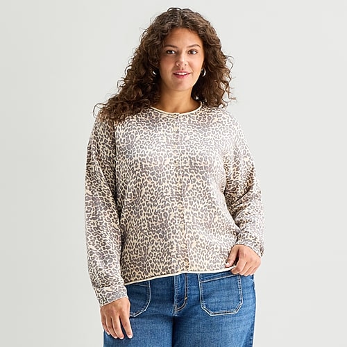 Click here for A.N.A Womens Crew Neck Long Sleeve Button Plus Ani... prices