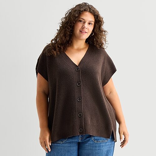 Click here for A.N.A Womens V Neck Button Plus Sweater Vest  1x... prices