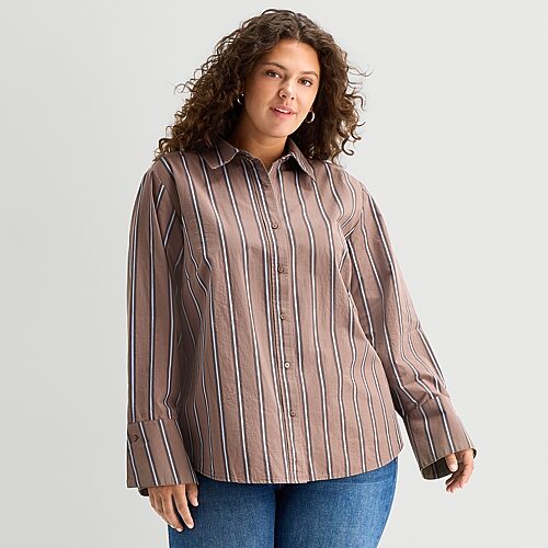 Click here for A.N.A Womens Plus Cuffed Long Sleeve Regular Fit B... prices