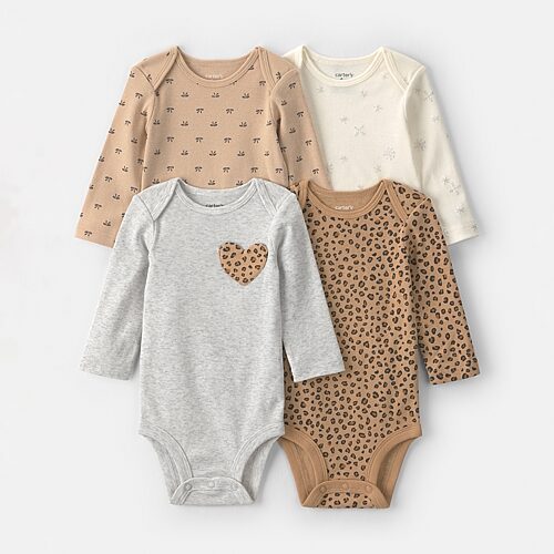 Click here for Carters Baby Girls Leopard Printed Bodysuits  4-Pa... prices