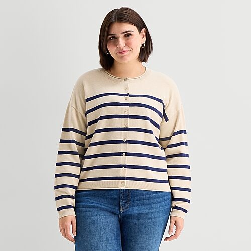 Click here for A.N.A Womens Crew Neck Long Sleeve Button Plus Ani... prices