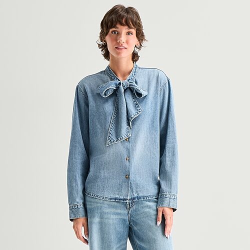 Click here for A.N.A Womens Split Tie Neck Long Sleeve Blouse  X-... prices