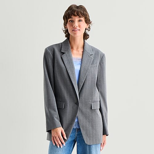 Click here for A.N.A Womens Striped Regular Fit Blazer  14  Gray prices