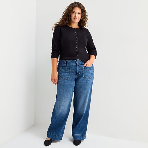 Click here for A.N.A Patch Pocket Womens Plus Highest Rise Wide L... prices