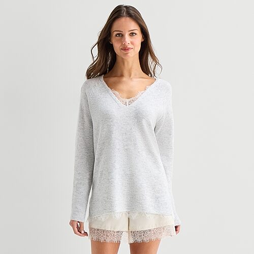 Click here for A.N.A Lace Trim Womens V Neck Long Sleeve Pullover... prices