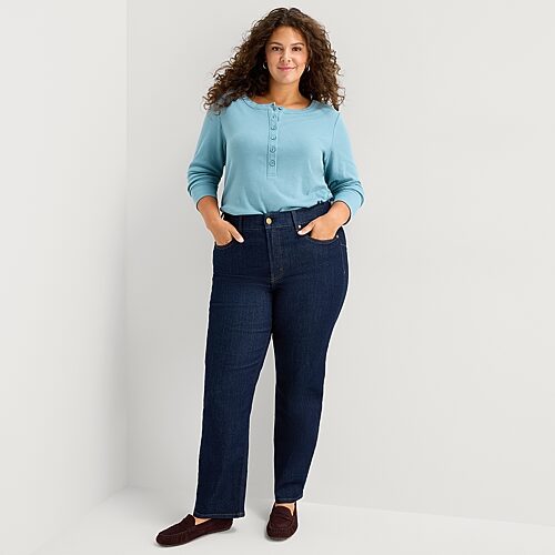 Click here for A.N.A Womens High Rise Straight Leg Jean  22w Long... prices
