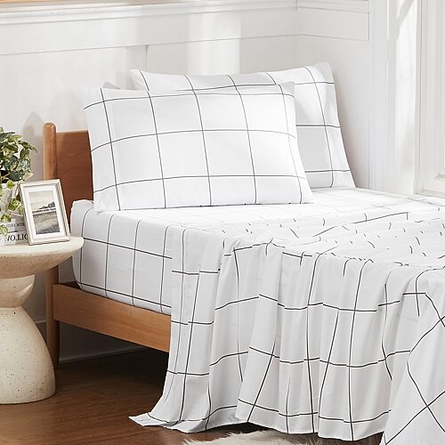 Click here for Sweet Home Collection Window Pane Printed Sheet Se... prices