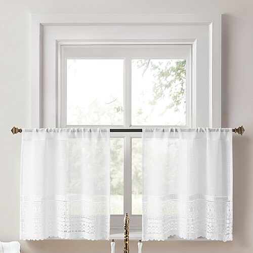 Click here for No. 918 Camille Macrame Lace Trim Sheer Rod Pocket... prices