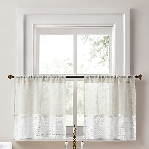 Click here for No. 918 Camille Macrame Lace Trim Sheer Rod Pocket... prices