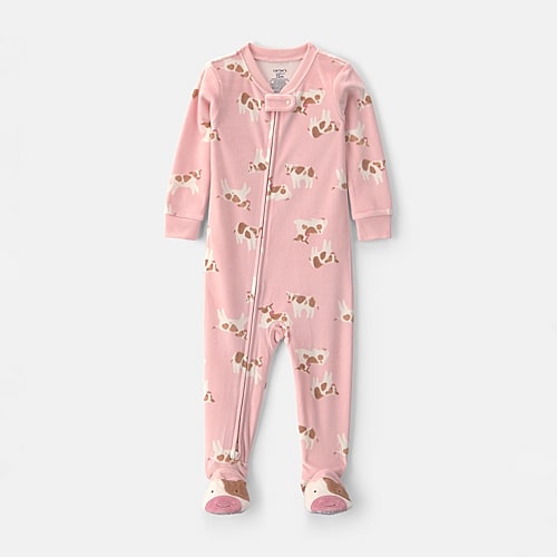 Click here for Carters Baby Girls Cow 2-Way Zip Dream Plush Snug-... prices