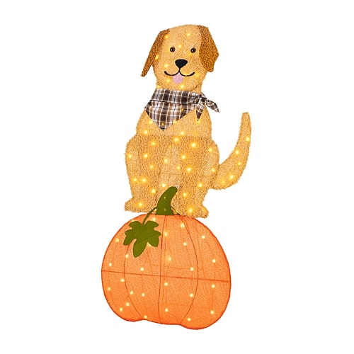 Click here for Glitzhome 47 Labrador On Pumpkin Thanksgiving Yard... prices
